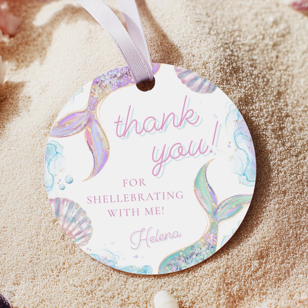 Mermaid Birthday FAVOR TAG Template Under the Sea Mermaid Mermaid Bash ...
