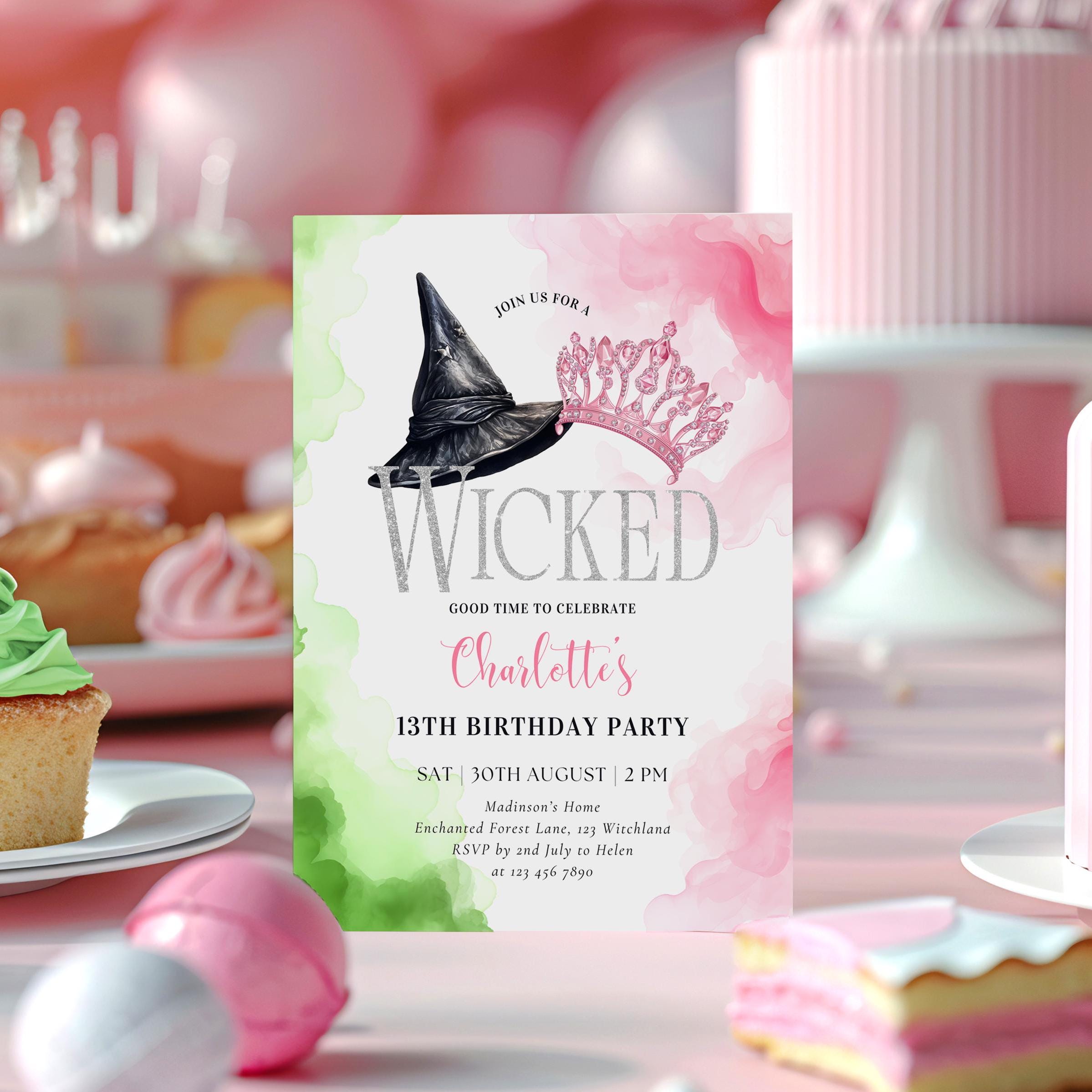 Wicked Good Time Birthday Invitation Template Witch Hat Pink Tiara ...