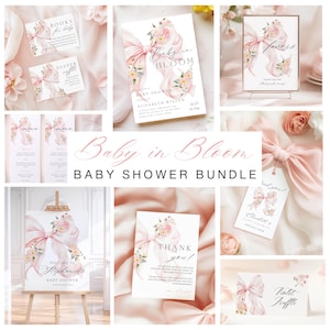 Pink Bow Baby in Bloom Baby Shower Welcome Sign Template Elegant ...