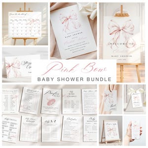 Pink Bow Baby Shower Welcome Sign Editable Canva Template Pink Coquette ...
