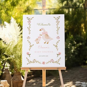 Vintage Pumpkin Goose Girl Baby Shower Welcome Sign Instant Download ...