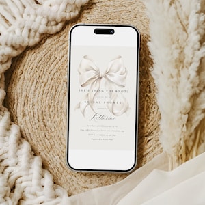 Bow Bridal Shower Invitation Template She's Tying the Knot Bridal Party ...