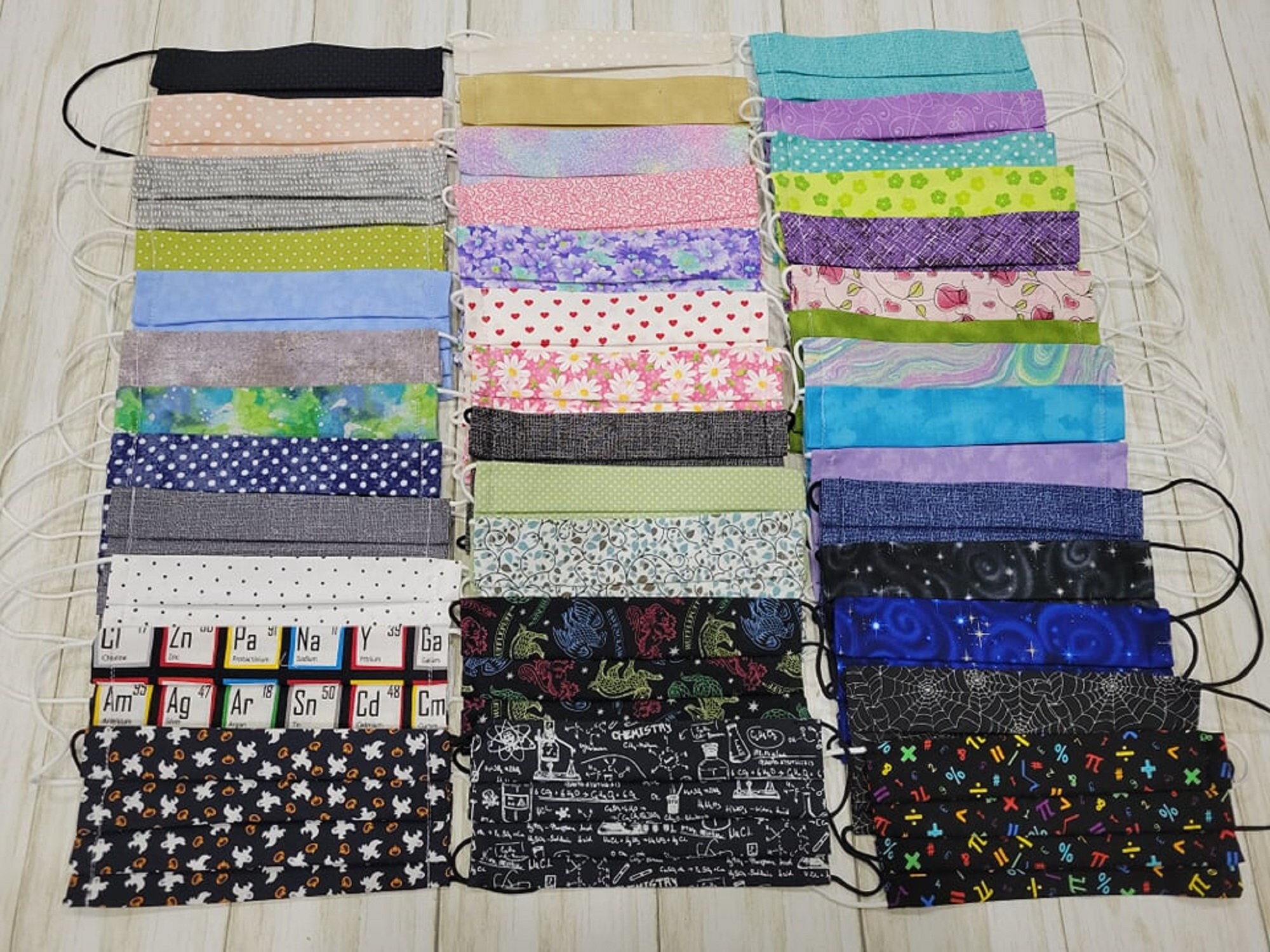 Pleated Face Mask. Solid and Print. Double Layered Cotton With | Etsy