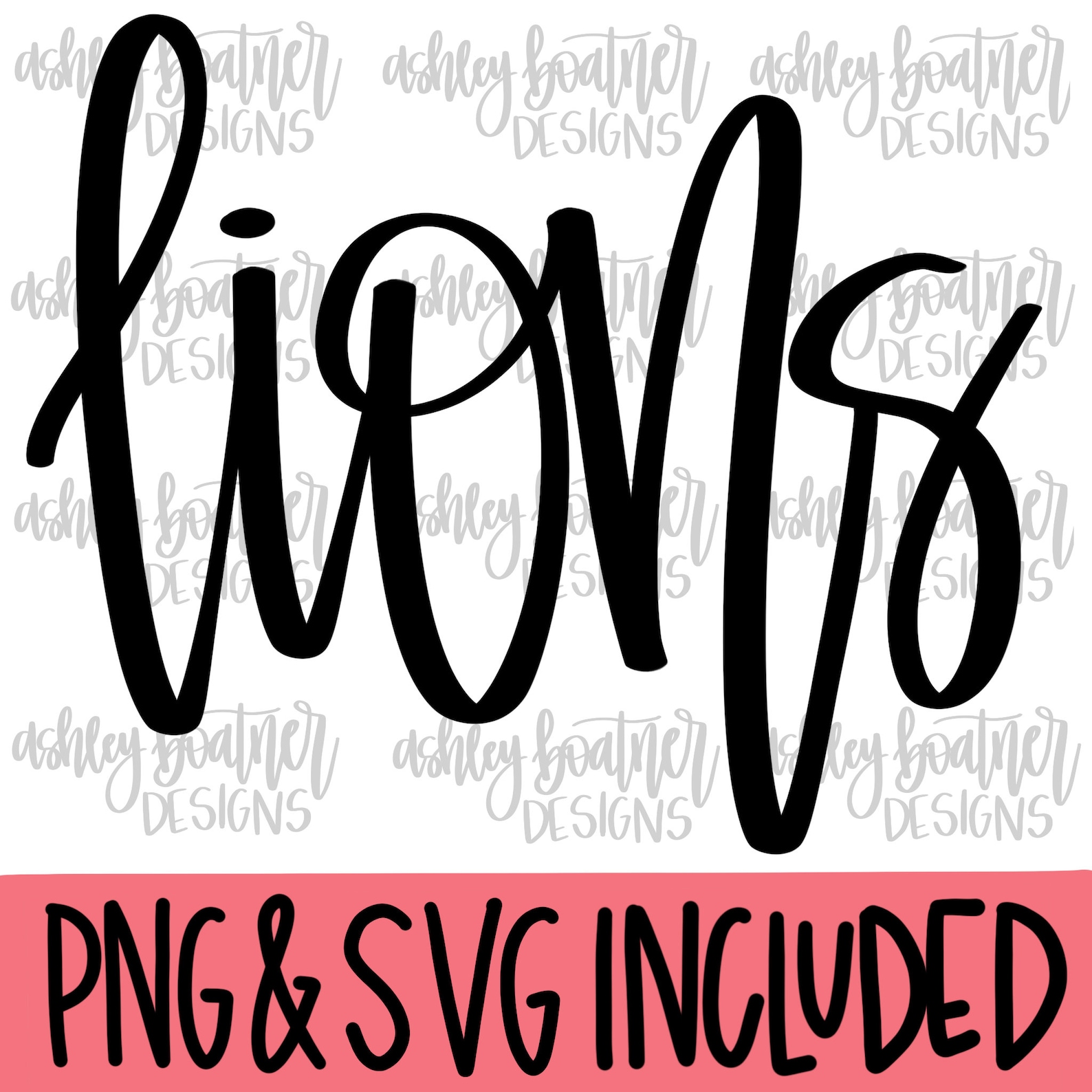 Lions Mascot Hand Lettered Design PNG SVG | Football | Mascot SVG ...