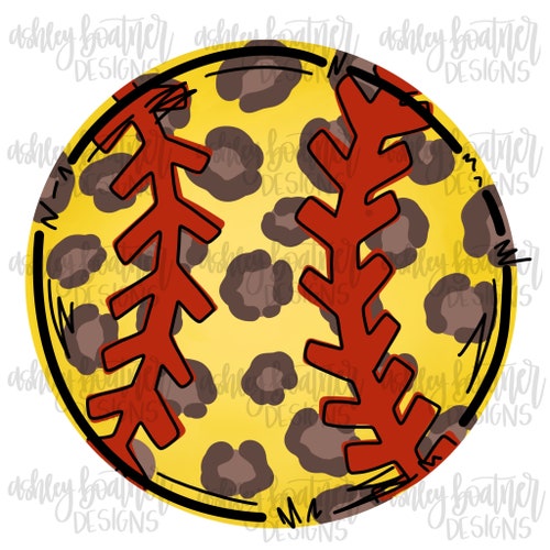Softball Leopard Print Sublimation Design Hand Drawn PNG - Etsy