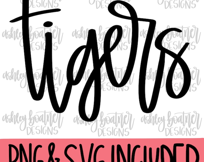 Tigers Mascot Hand Lettered Design PNG SVG Football Mascot SVG Digital ...