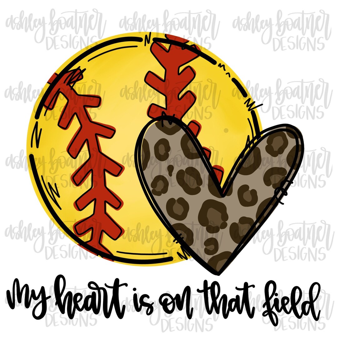 My Heart is on That Field Softball Leopard Heart | PNG Design ...