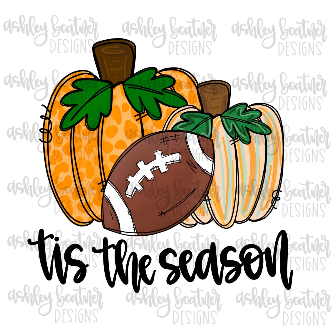 Tis the Season Fall Football and Pumpkins Sublimation Design | Etsy