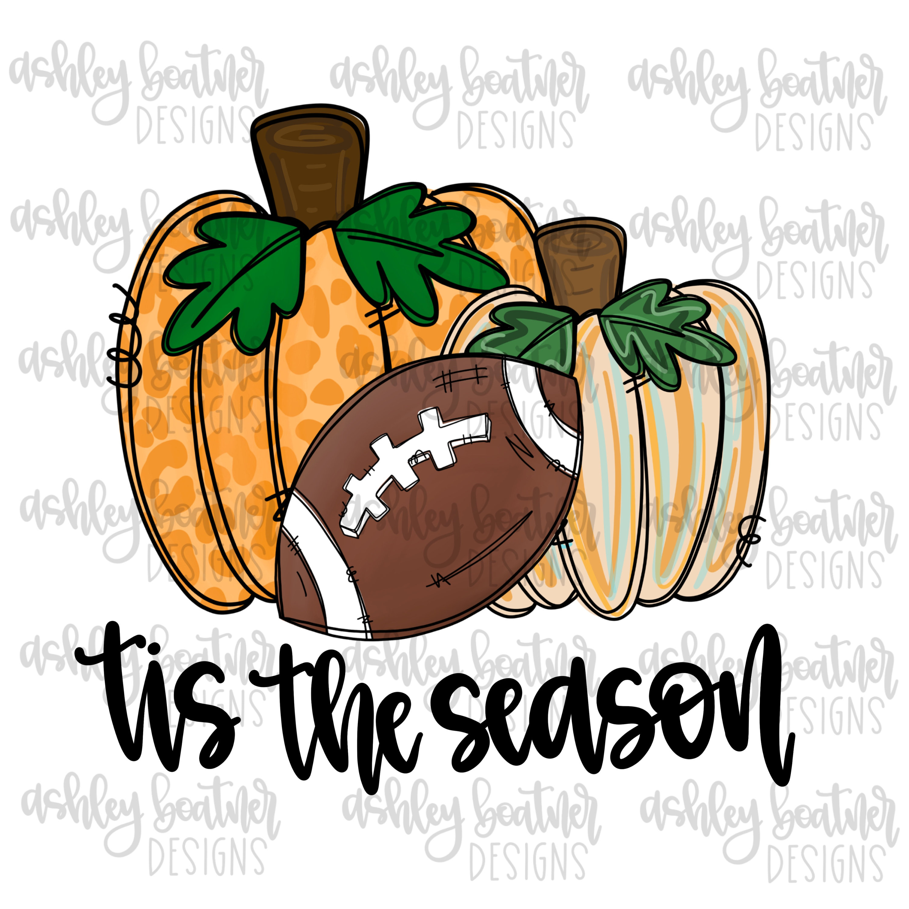Tis the Season Fall Football and Pumpkins Sublimation Design | Etsy
