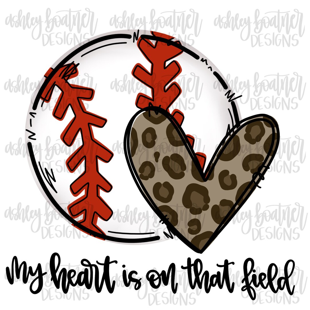 My Heart is on That Field Baseball Leopard Heart | PNG Design ...