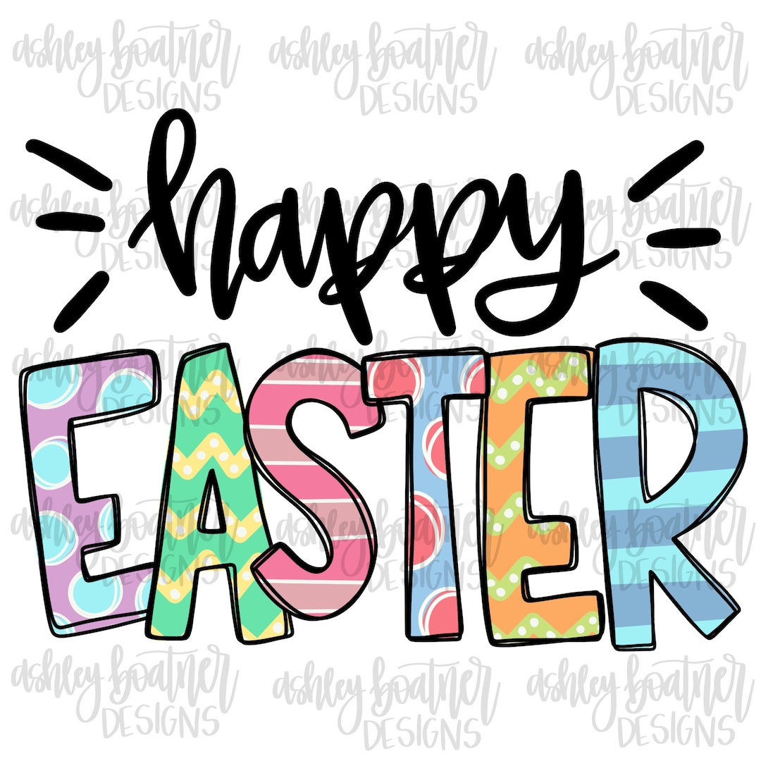 Happy Easter Sublimation Design | Easter PNG | Hand Drawn Digital ...