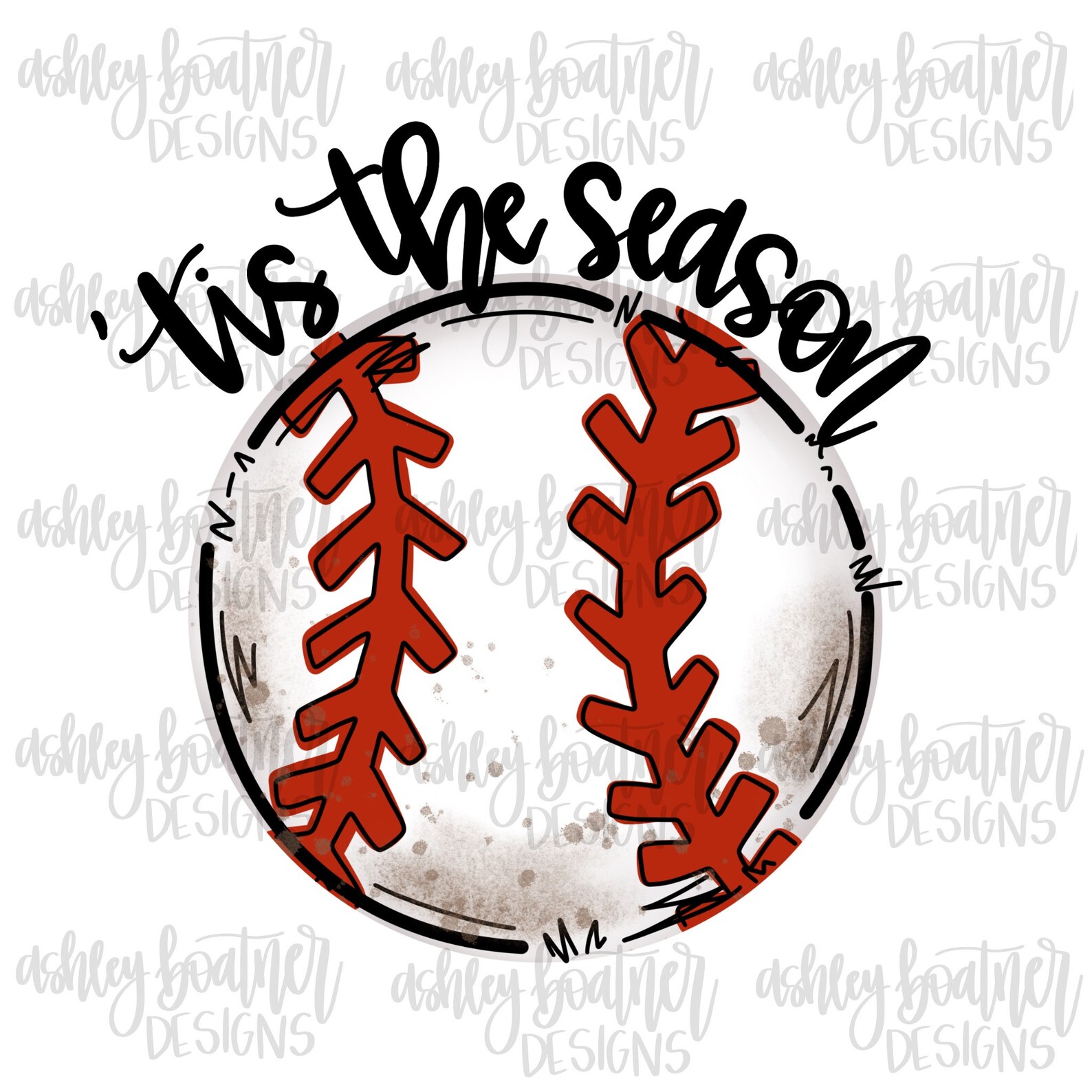 Baseball Sublimation Design Tis the Season Hand Drawn PNG | Etsy