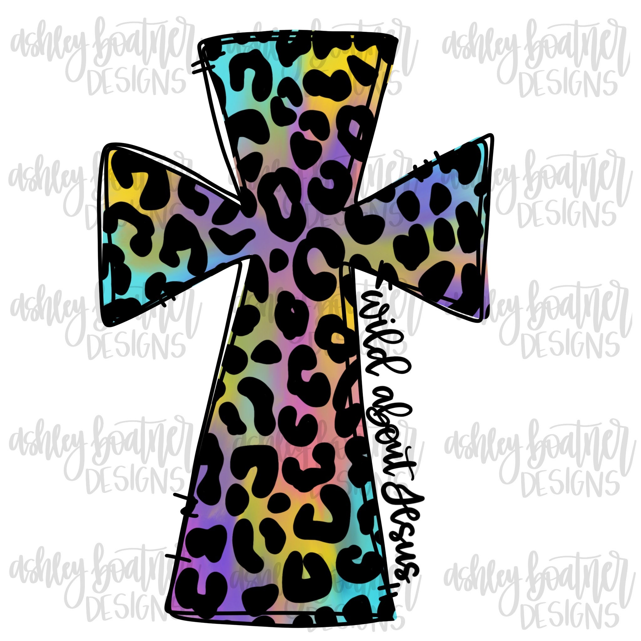 Leopard Print Cross PNG Hand Drawn Digital Download | Etsy