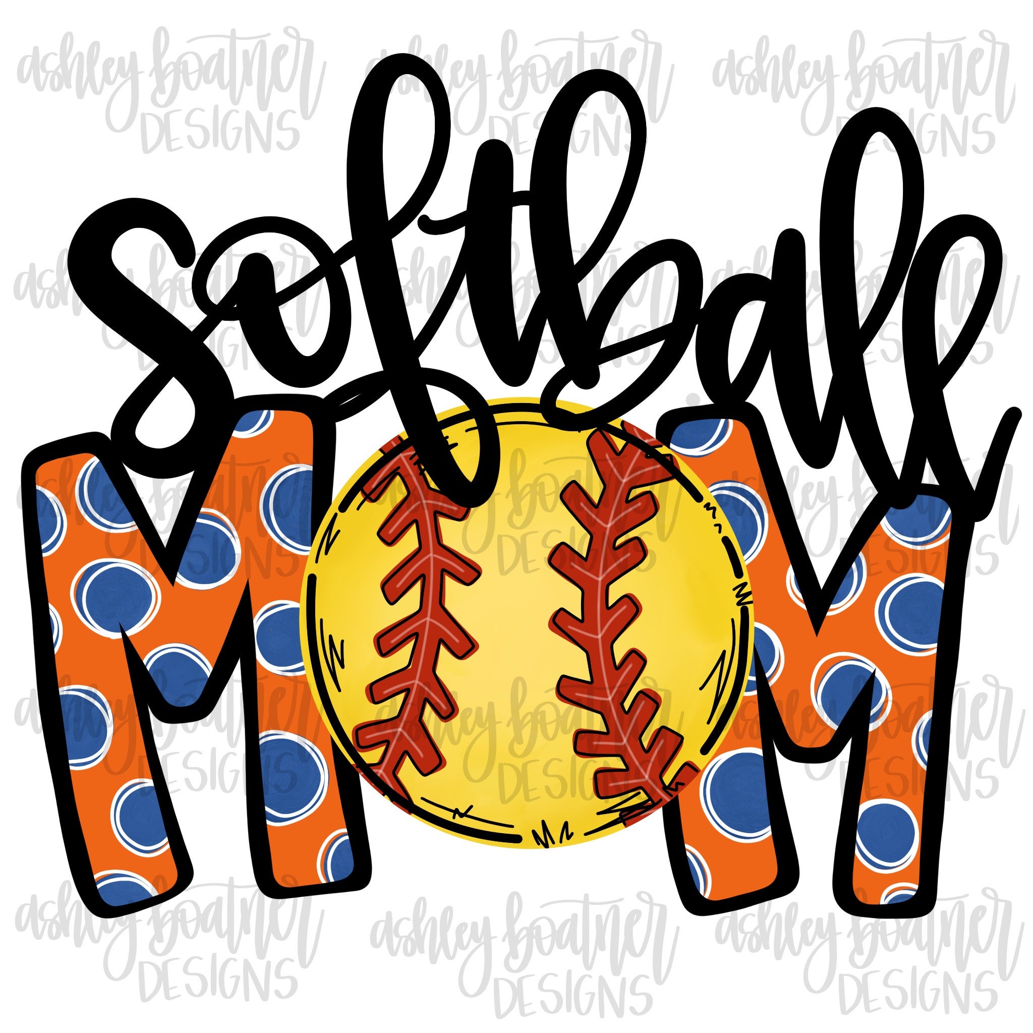 Softball Mom Sublimation Design Hand Drawn PNG Digital Download Digital ...