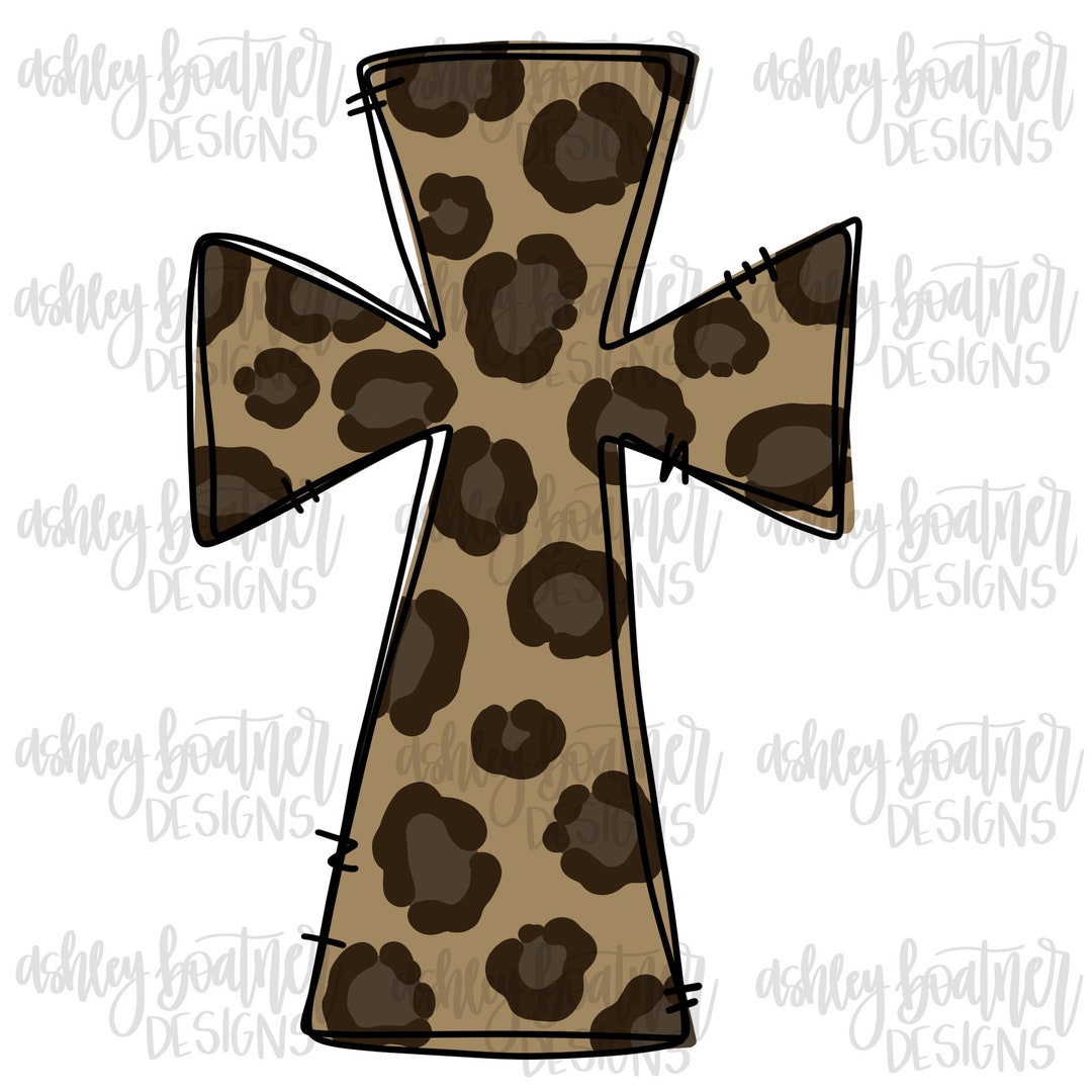Leopard Print Cross PNG | Hand Drawn Digital Download | Tie-dye Cross ...