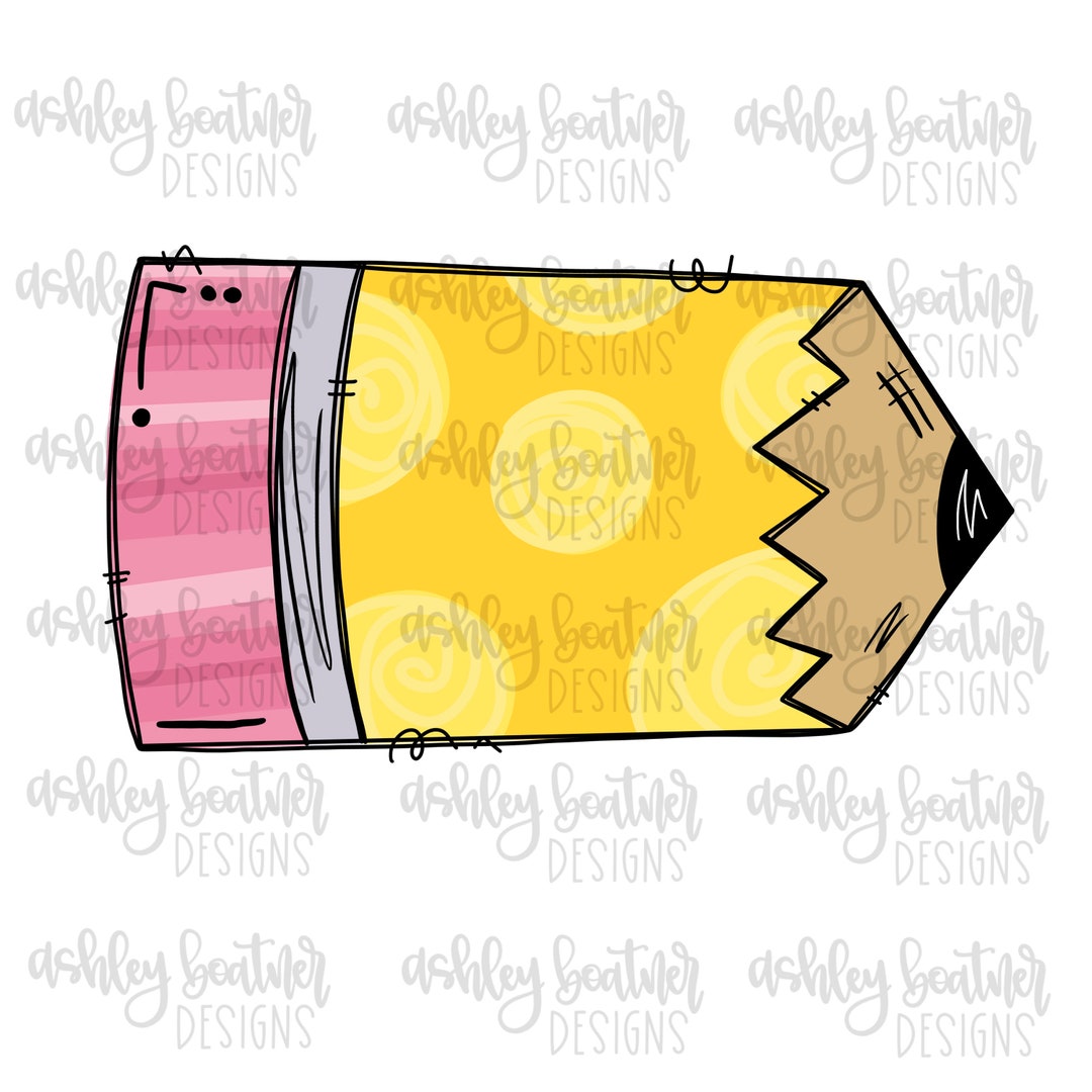 School Pencil Sublimation PNG | Hand Drawn Design | Teacher | Digital ...