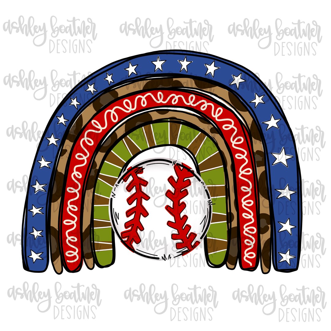 Baseball Rainbow Sublimation Design | Hand Drawn PNG | Digital Download ...