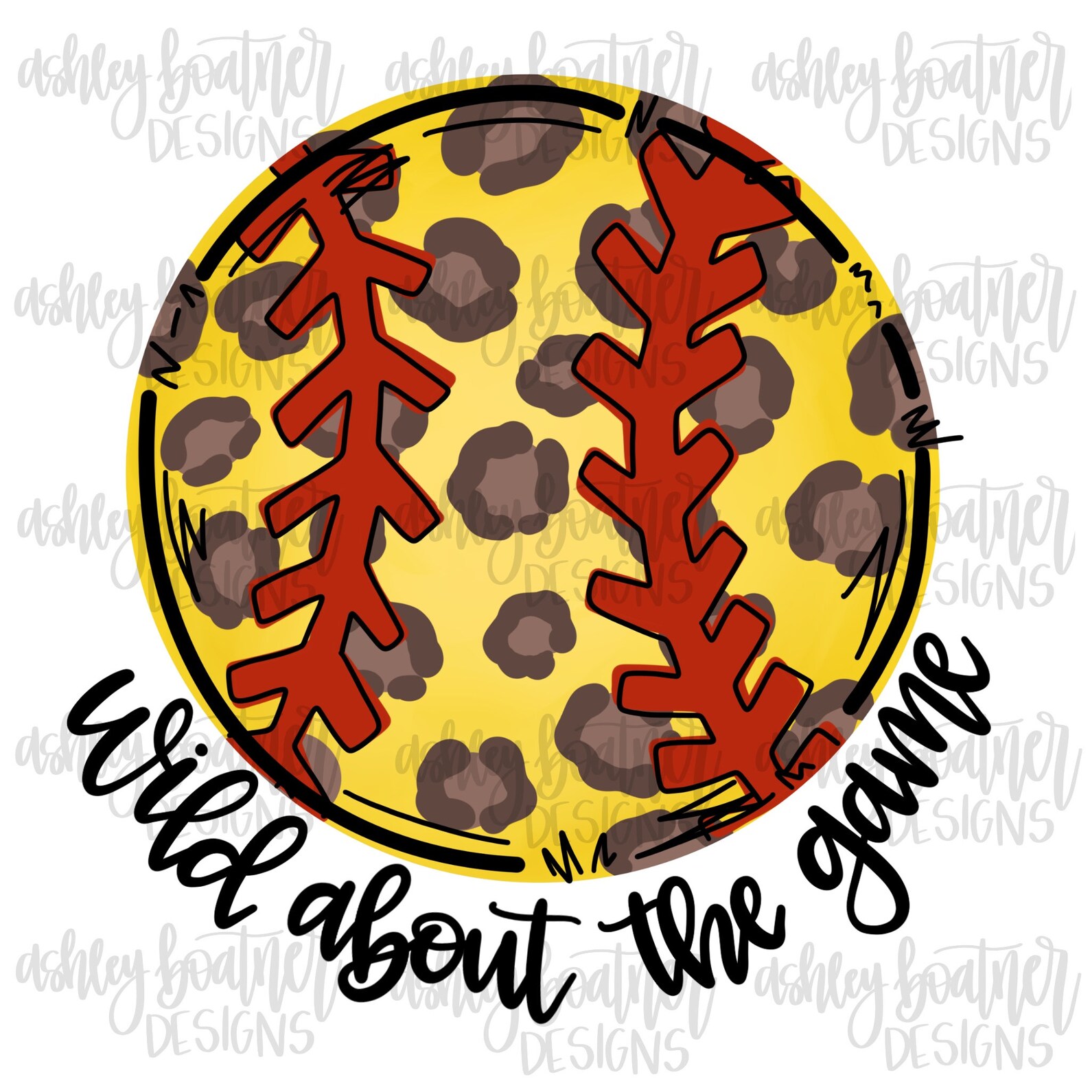 Softball Leopard Print Sublimation Design | Wild About the Game | Hand ...