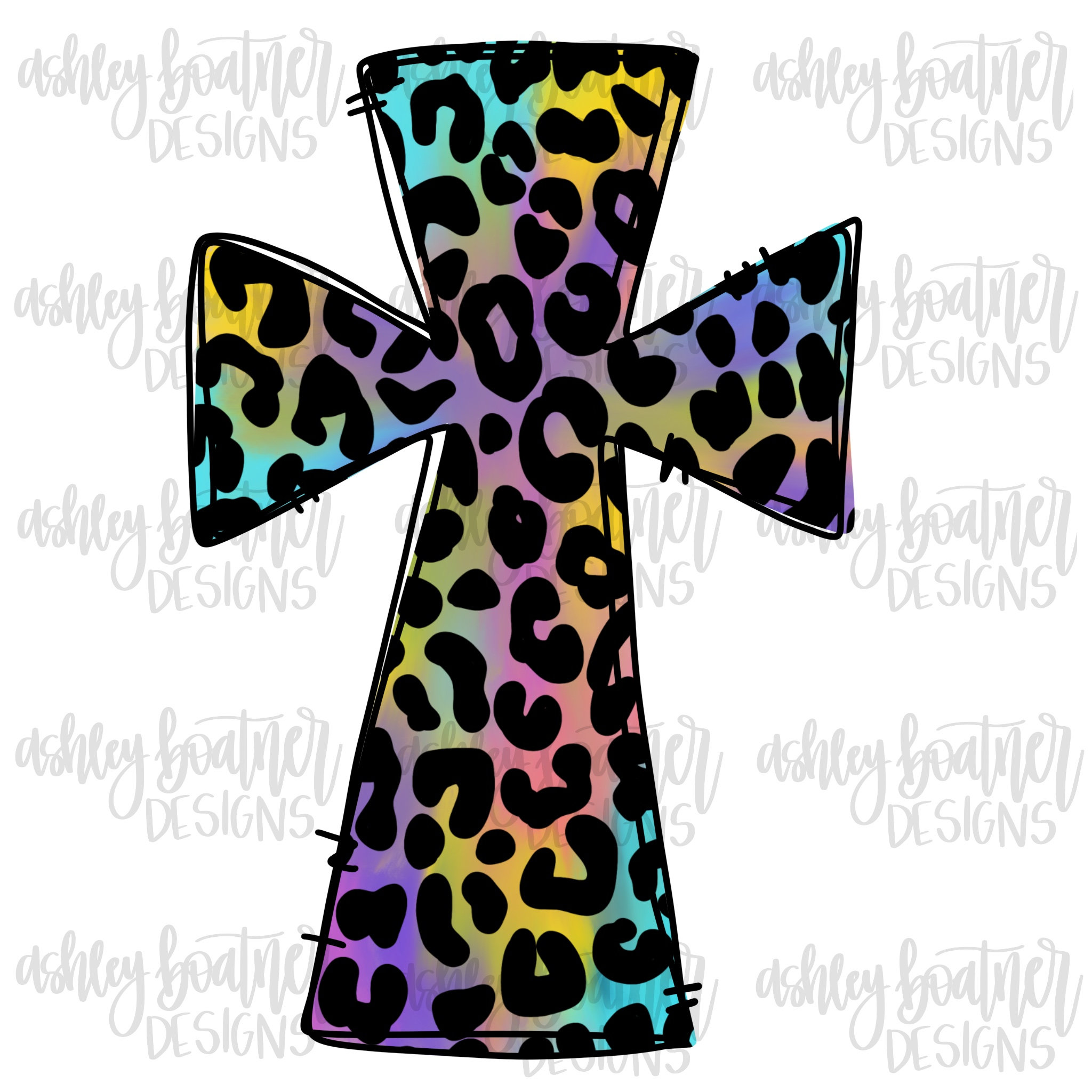 Leopard Print Cross PNG Téléchargement numérique dessiné à | Etsy