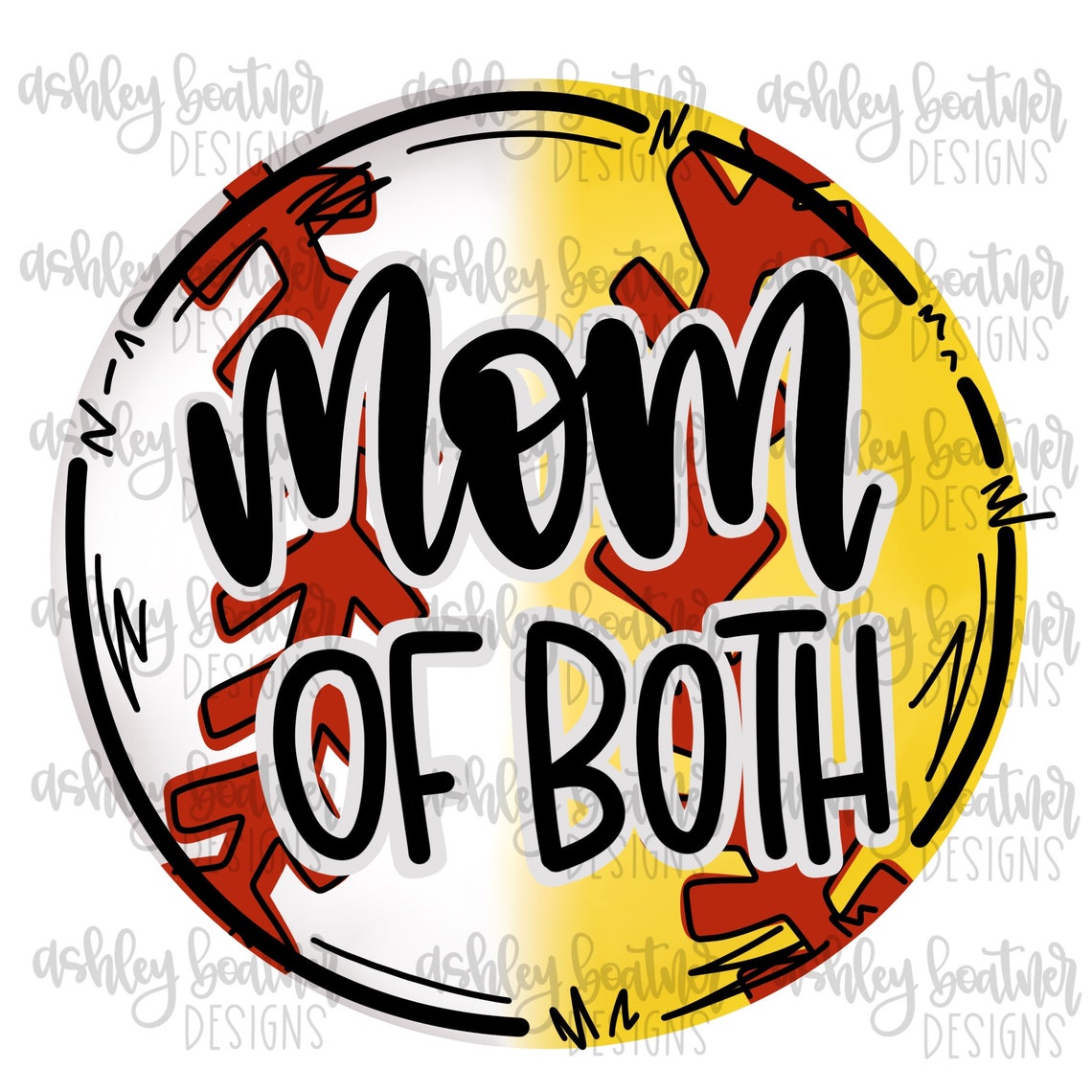 Mom of Both Sublimation Design Hand Drawn PNG Digital - Etsy
