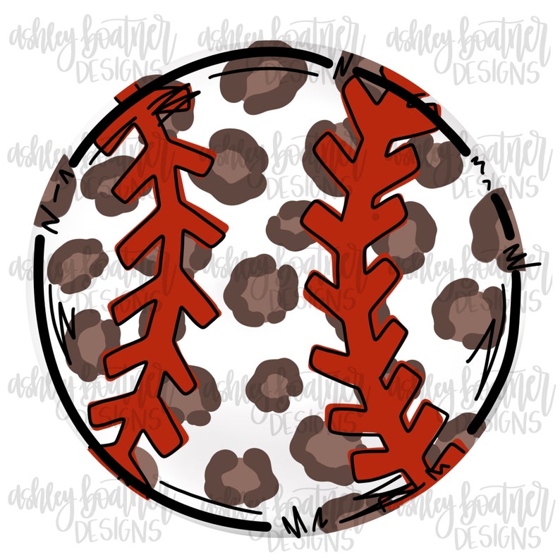 Baseball Leopard Print Sublimation Design Hand Drawn PNG - Etsy