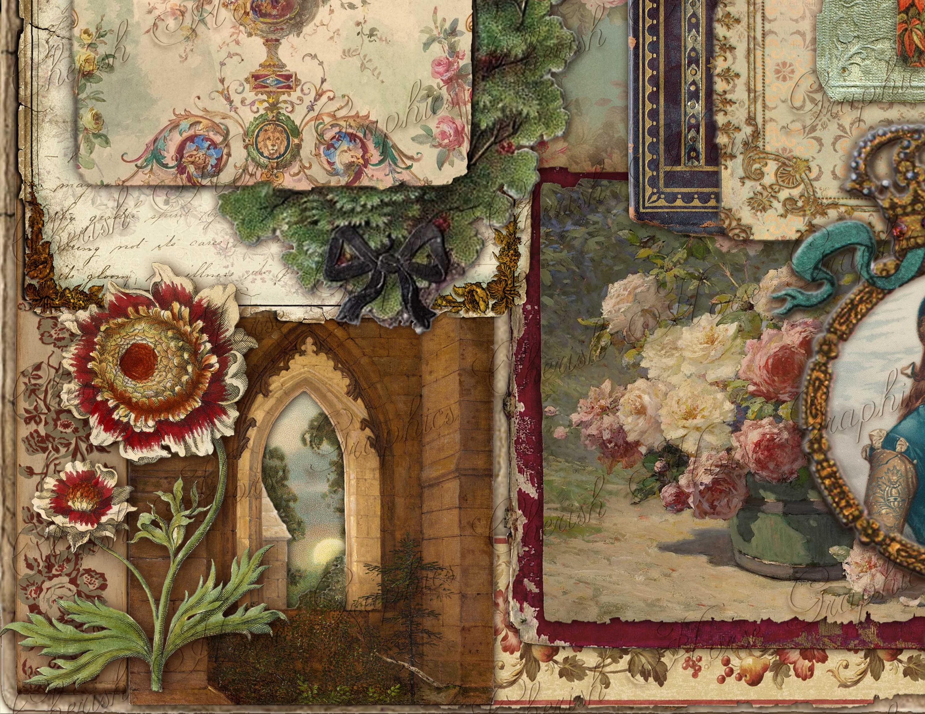 Renaissance Collage Sheet – Medieval Ephemera, Scrapbooking (digital ...