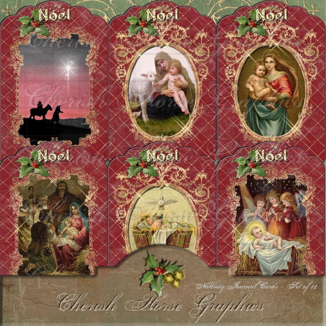 Nativity Journal Cards and Gift Tags Set of 12 With Envelope - Instant ...