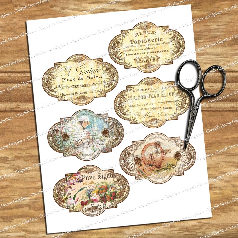 Ornate French Labels Instant Download Printable Digital | Etsy