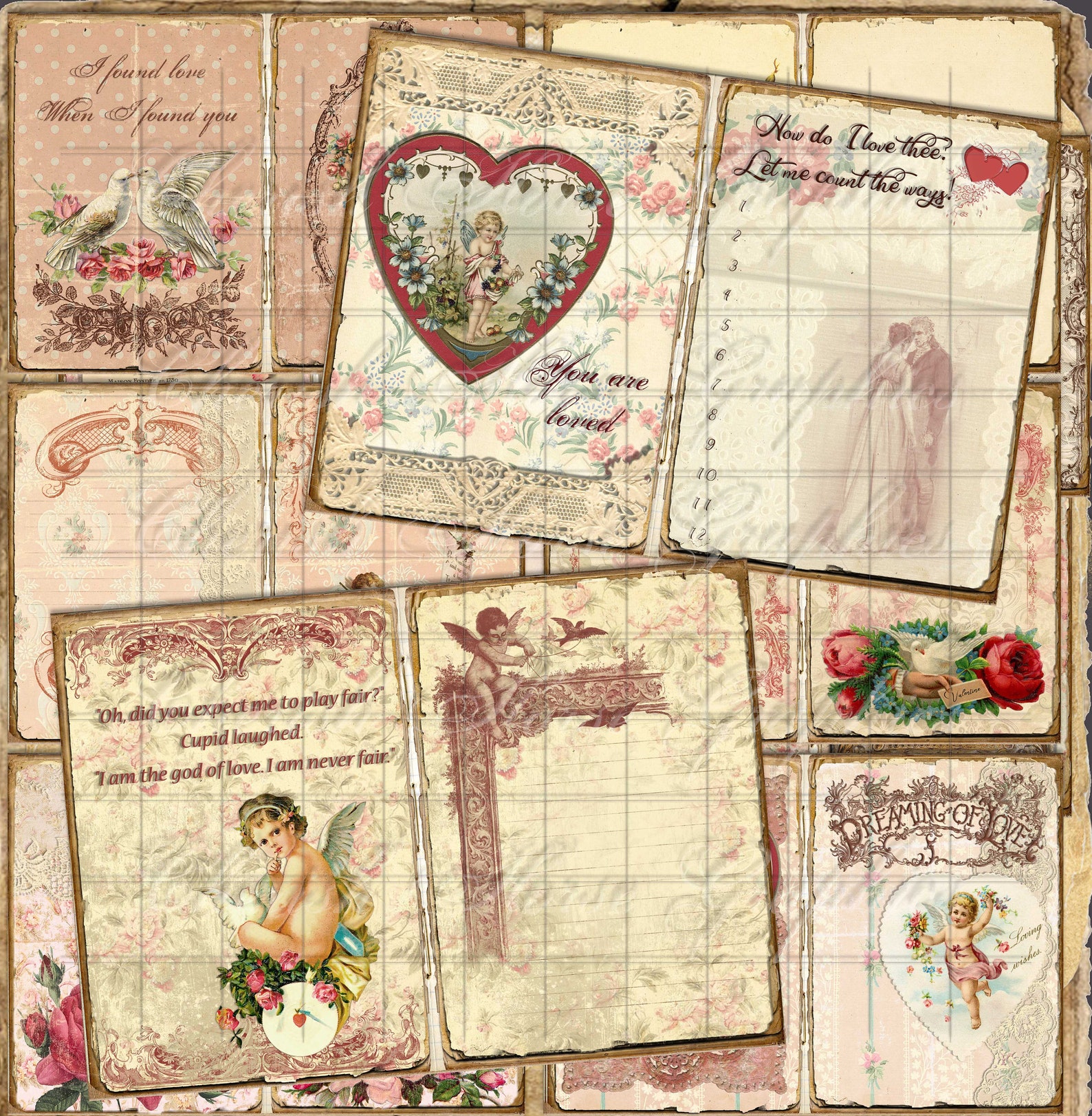 Valentine Junk Journal 5x7 Kit Instant Download Etsy
