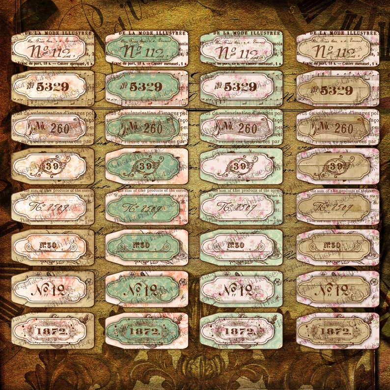 Number Tags Set of 128 Mix-n-match Instant Download - Etsy