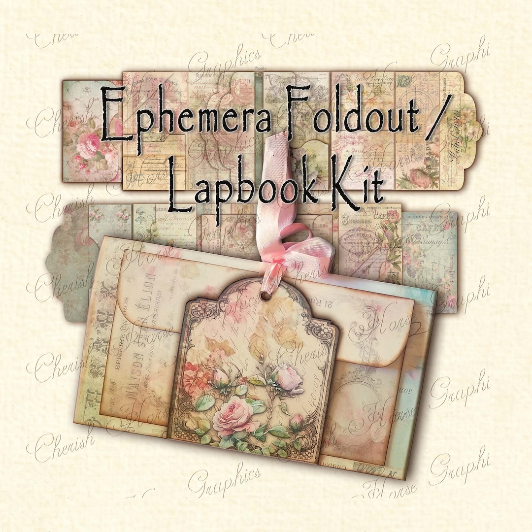 Ephemera Foldout Lapbook Kit - Instant Download Printable Digital Collage Pages Junk Journal - Etsy