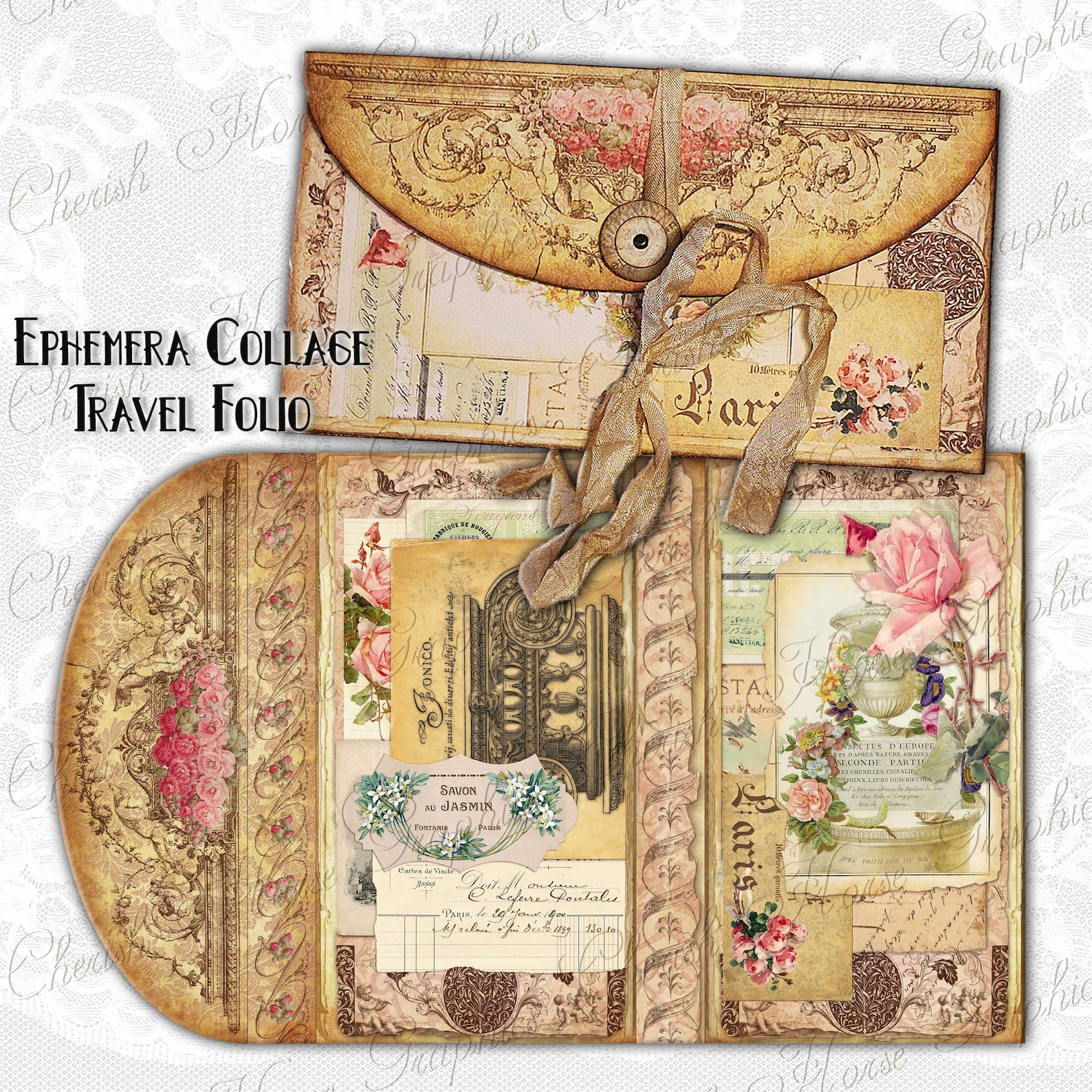 Ephemera Collage Travel Notebook Folio Kit 4.75 X - Etsy