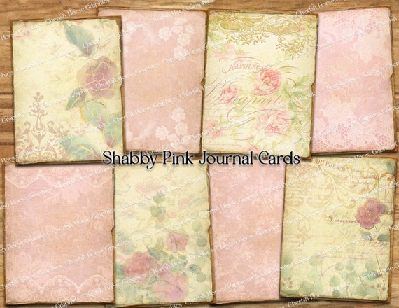 Shabby Pink Journal Cards Instant Download Printable Digital - Etsy