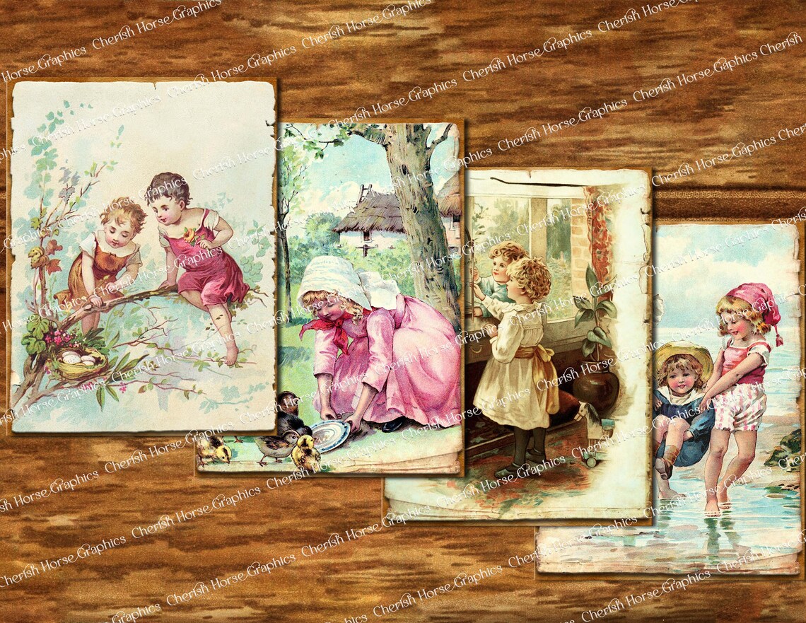 Children Playing Journal Cards Instant Download Printable - Etsy