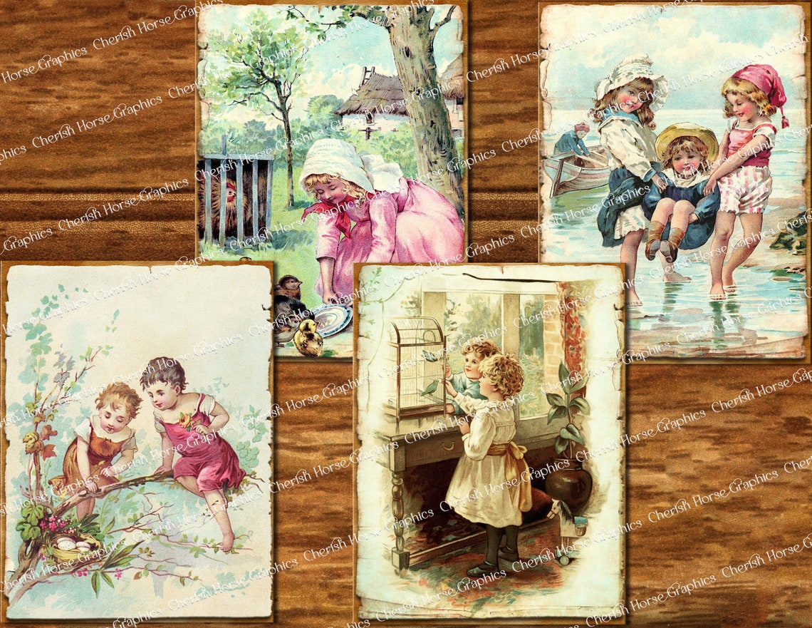 Children Playing Journal Cards Instant Download Printable - Etsy