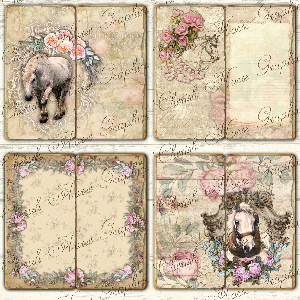 Horses and Roses Travel Notebook Journal TN Kit 4.375 X - Etsy