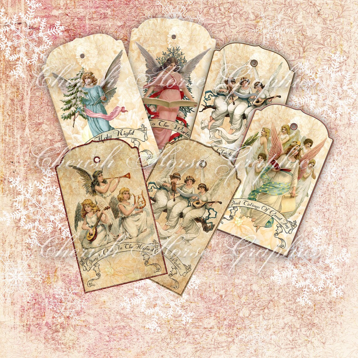 Vintage Angels Gift Tags Digital Download - Etsy