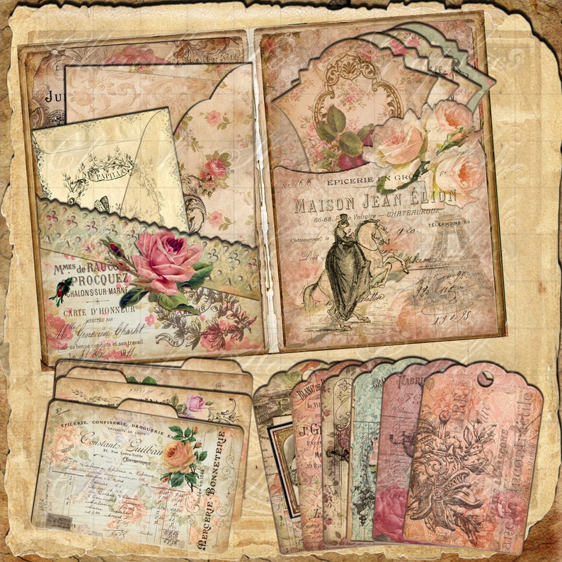 French Ephemera Collage Add-on Kit No. 1 Instant Digital - Etsy