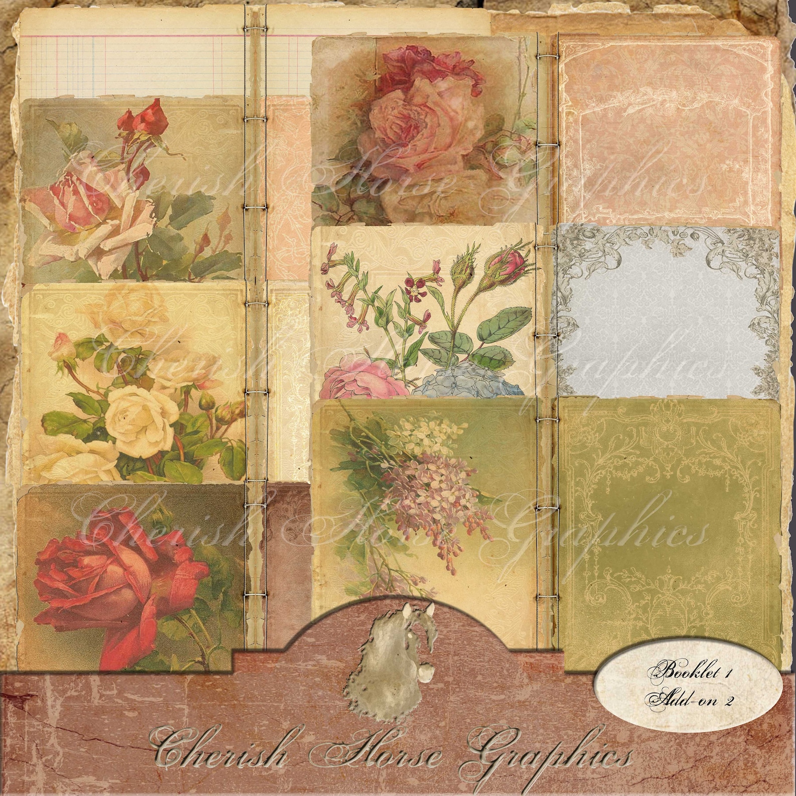 Vintage Floral Journal Pages Add-on #2 - Digital Download - Etsy