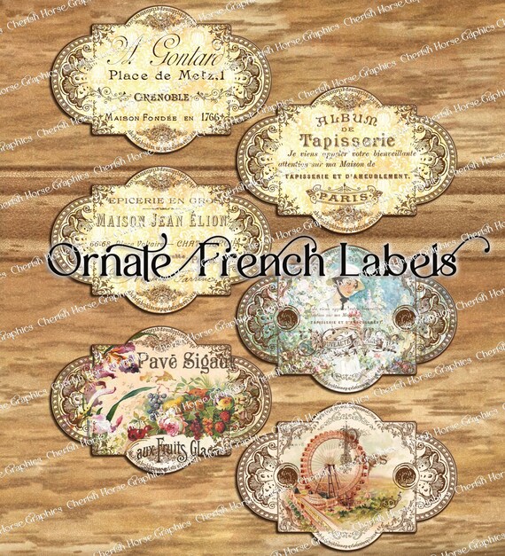 Ornate French Labels Instant Download Printable Digital | Etsy