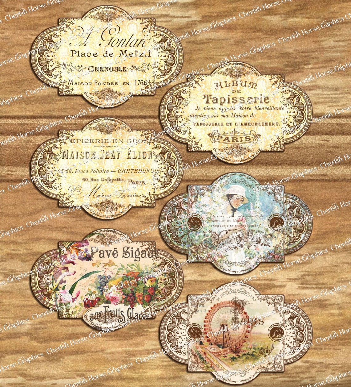 Ornate French Labels Instant Download Printable Digital | Etsy