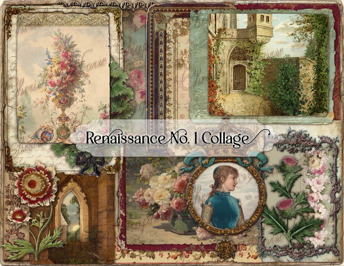 Renaissance Collage Sheet – Medieval Ephemera, Scrapbooking (digital ...