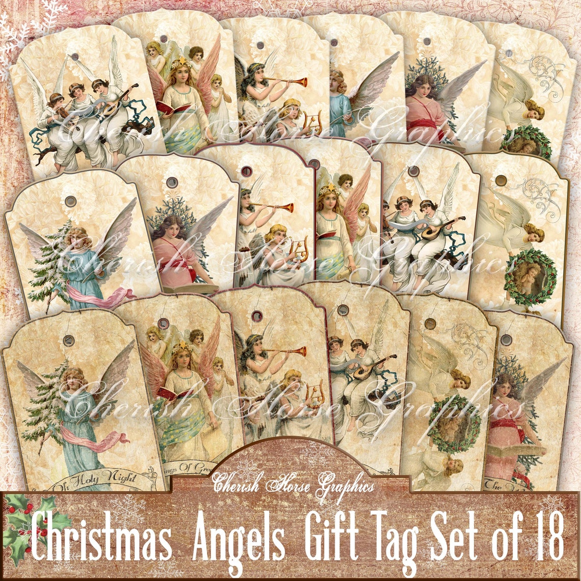 Vintage Angels Gift Tags Digital Download - Etsy