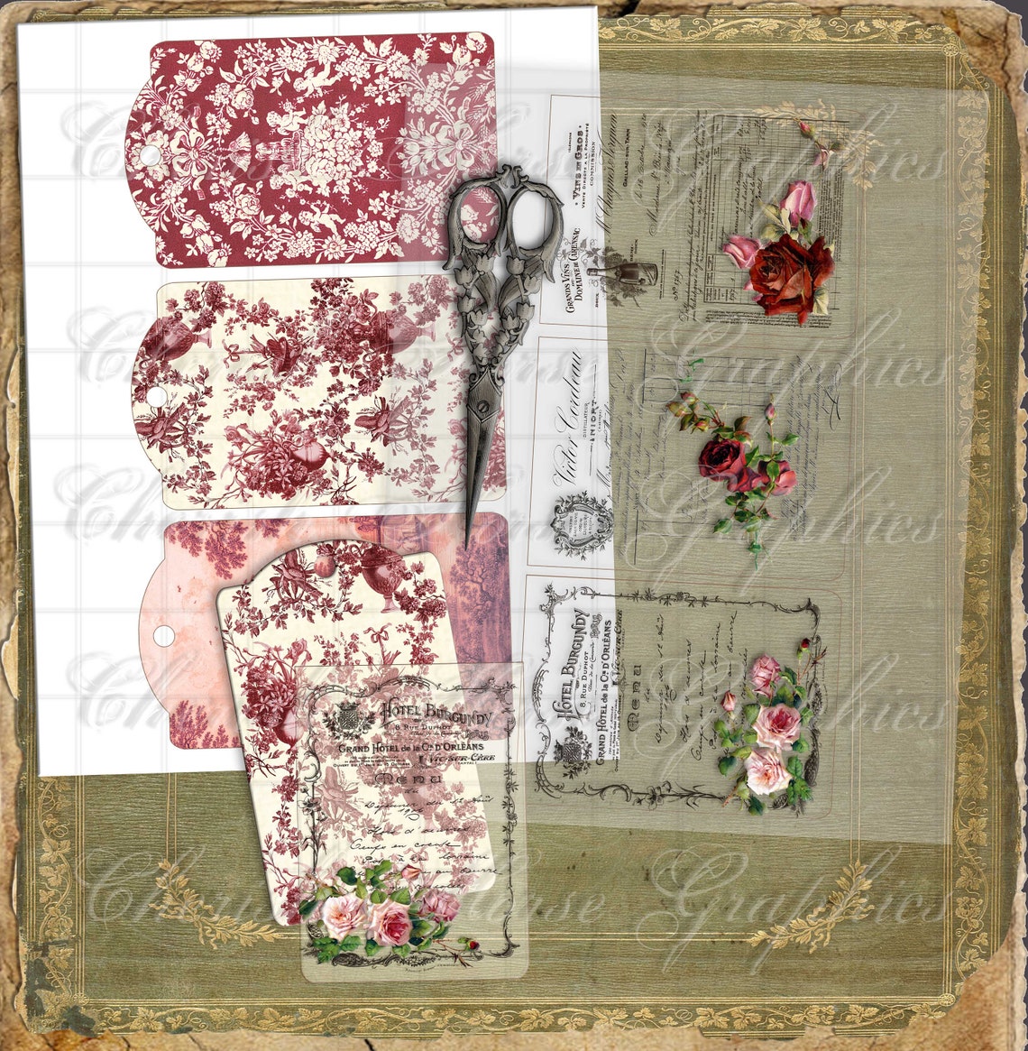 Shabby Layered Vellum Tags Instant Download Printable | Etsy