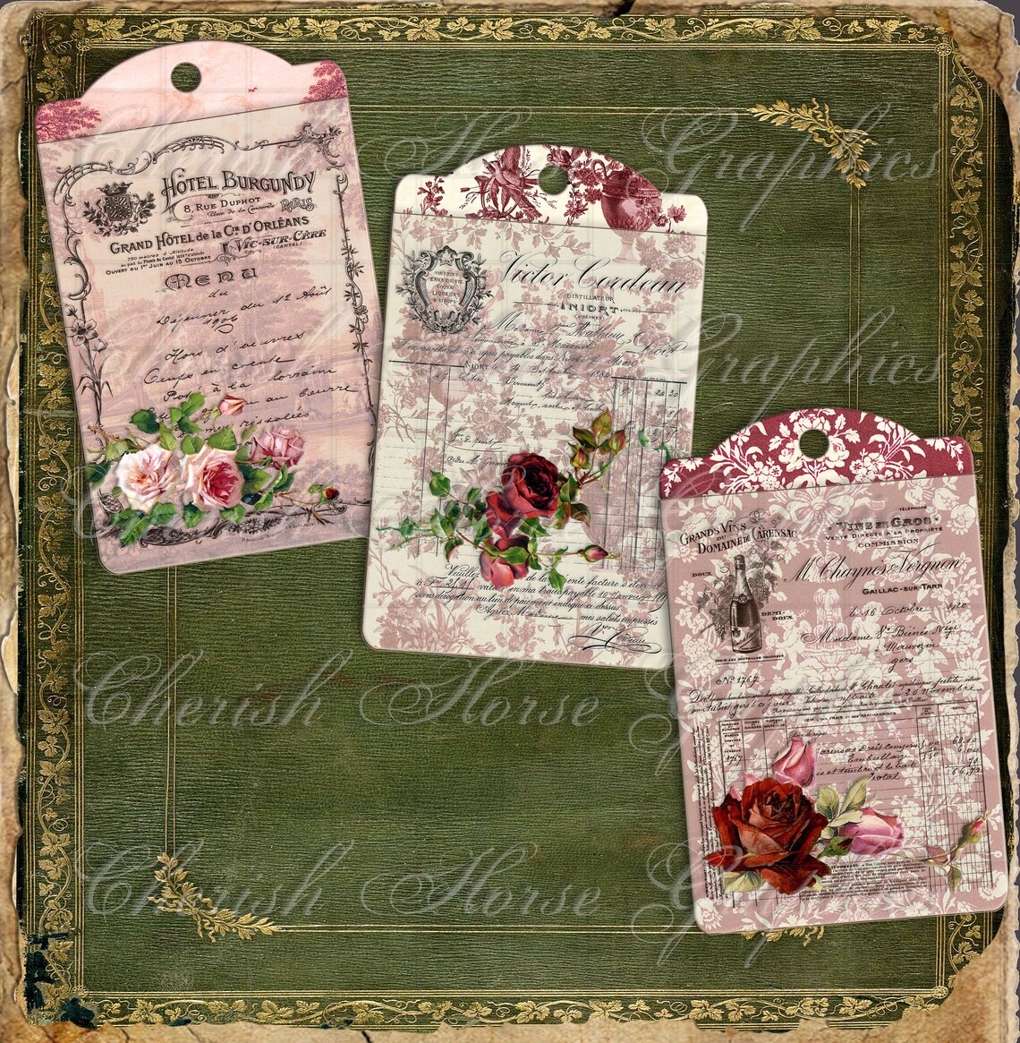 Shabby Layered Vellum Tags Instant Download Printable | Etsy