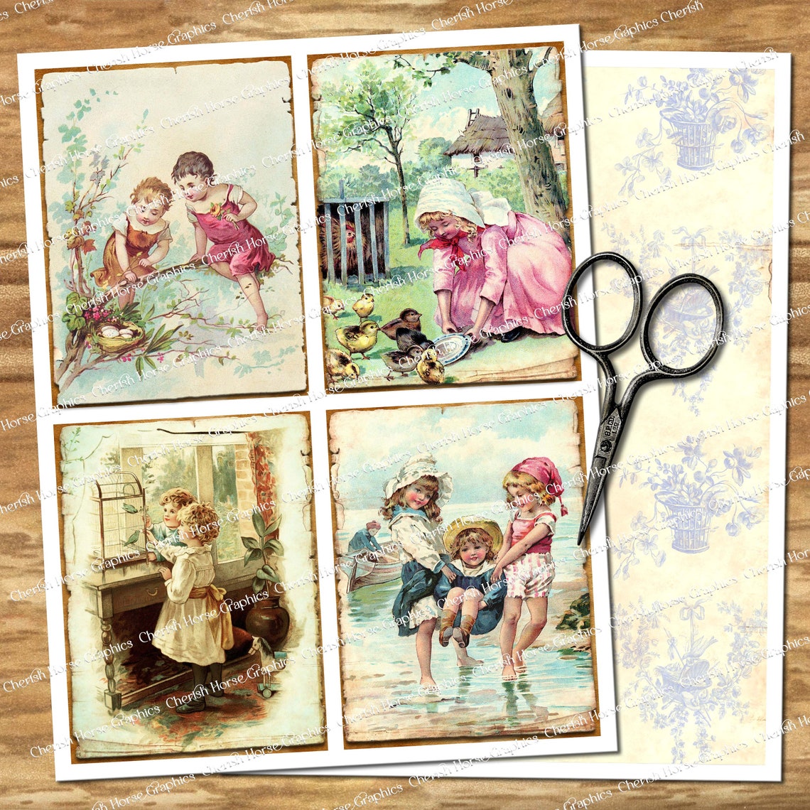 Children Playing Journal Cards Instant Download Printable - Etsy