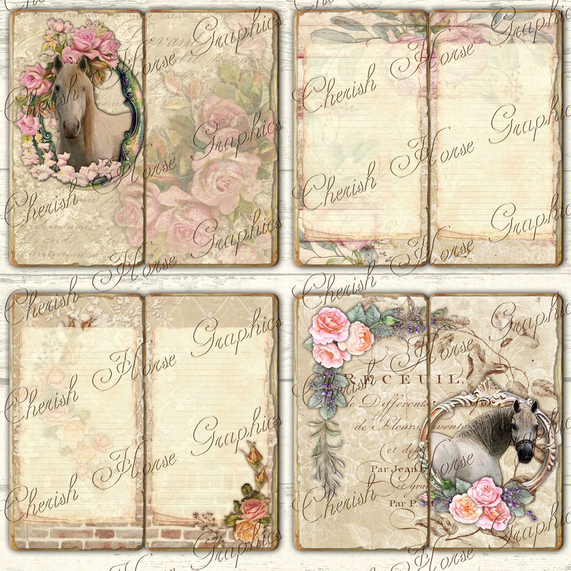 Horses and Roses Travel Notebook Journal TN Kit 4.375 X - Etsy