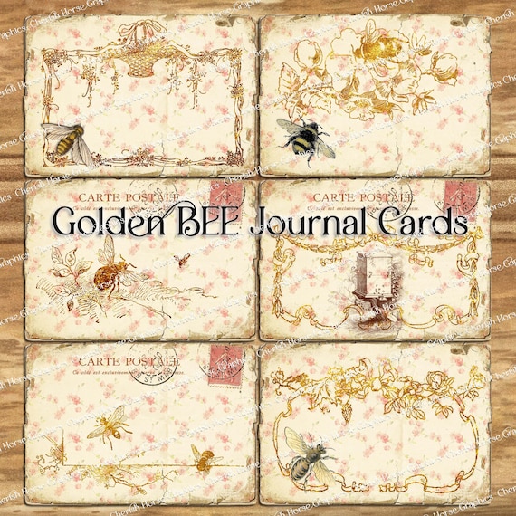 Golden BEE Journal Cards Instant Download Printable Digital - Etsy