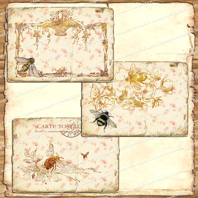 Golden BEE Journal Cards Instant Download Printable Digital - Etsy