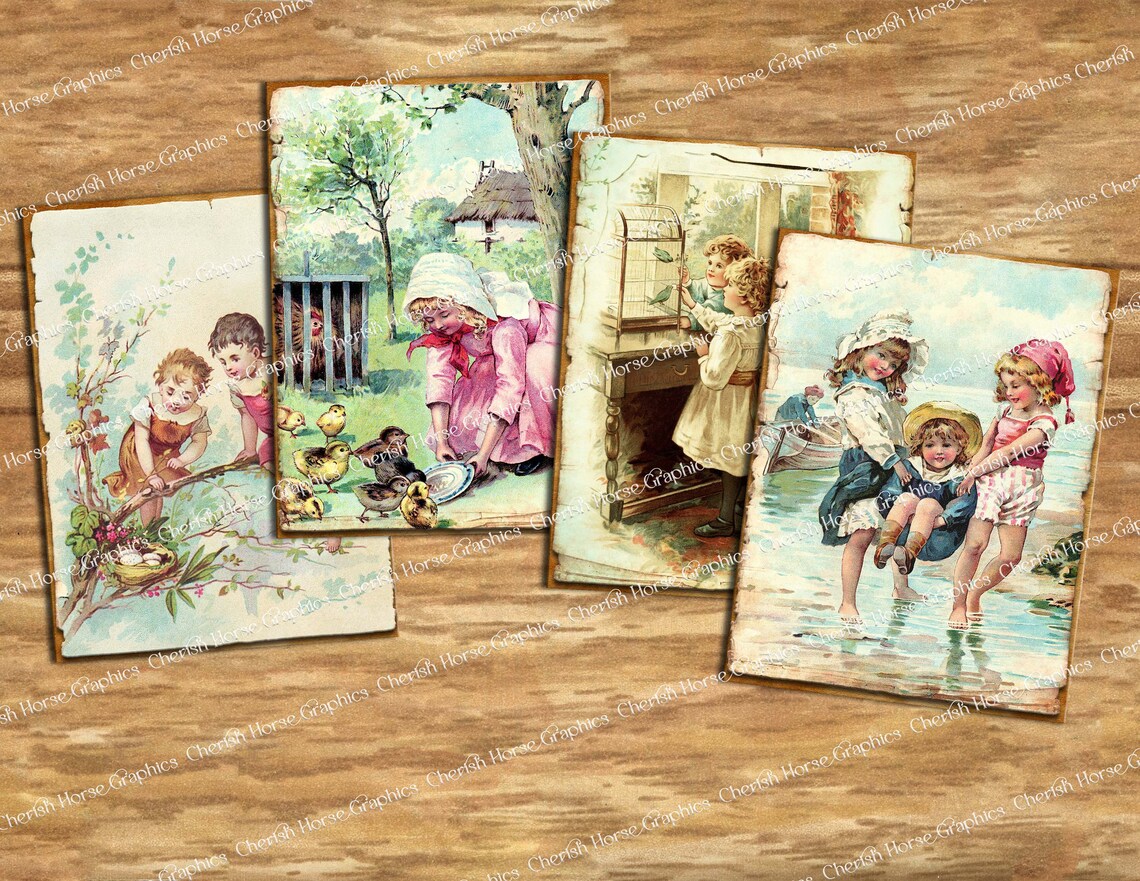 Children Playing Journal Cards Instant Download Printable | Etsy